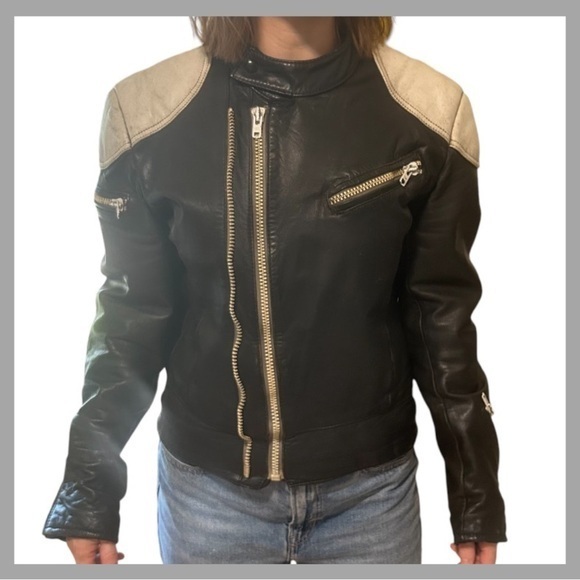 Echtes Leder | Jackets & Coats | Cool Black And Cream Motocross Leather ...